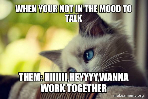 When your not in the mood to talk Them: HIIIIII,HEYYYY,WANNA WORK ...
