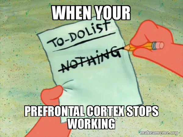 when your prefrontal cortex stops working - TO-DO List Meme Generator