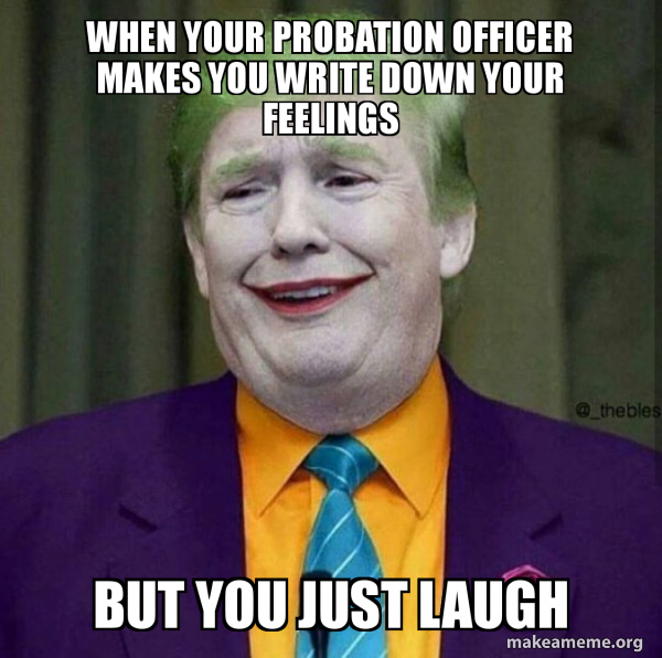 When your probation officer makes you write down your feelings But you ...