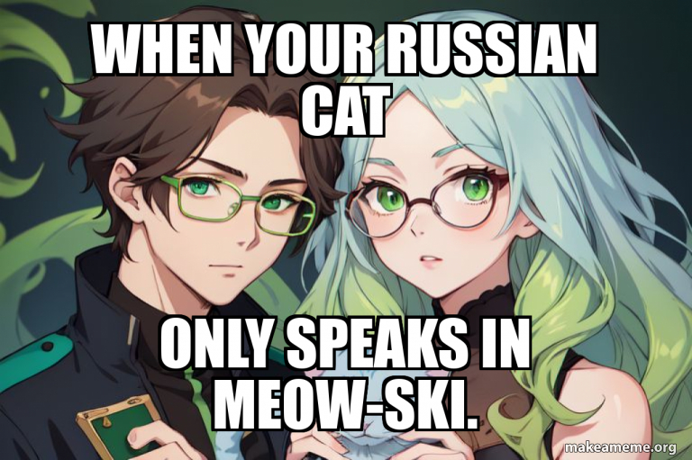 When your Russian cat Only speaks in meow-ski. Meme Generator