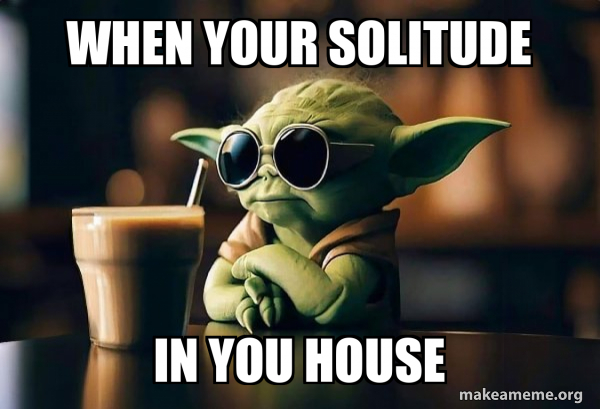 when your solitude in you house - Cool Yoda (Sunglasses) Meme Generator