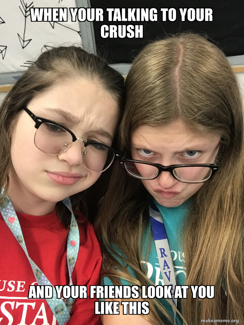 When your talking to your crush And Your friends look at you like this Meme Generator