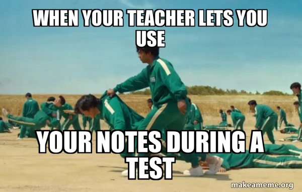 When your teacher lets you use your notes during a test - Squid Game ...