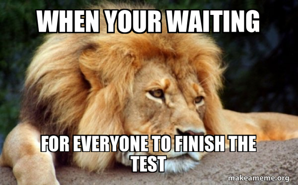 When your waiting for everyone to finish the test - Confession Lion ...