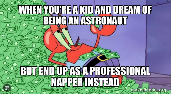 When you're a kid and dream of being an astronaut But end up as a ...