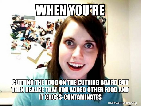 When you're cutting the food on the cutting board but then realize that ...