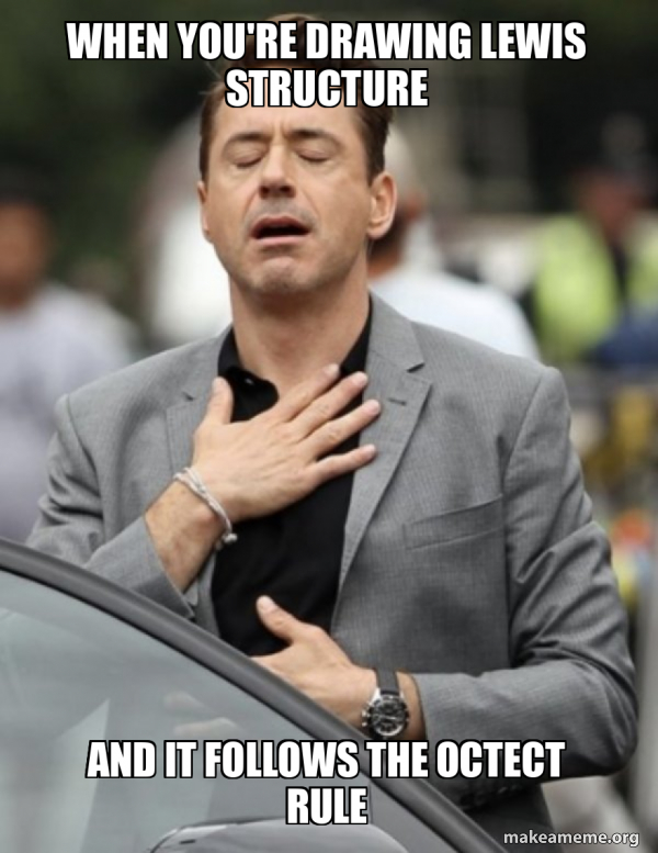 when you're drawing lewis structure and it follows the octect rule ...