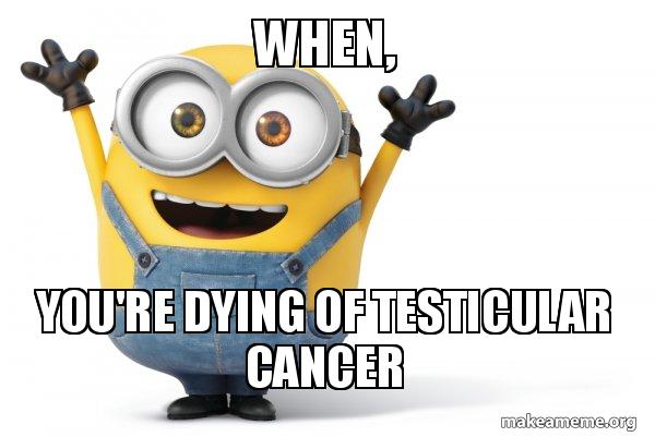 When, you're dying of testicular cancer - Happy Minion | Make a Meme