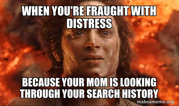 when you're fraught with distress because your mom is looking through ...
