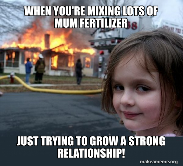 When you're mixing loTs of Mum fertilizer Just trying to grow a strong ...