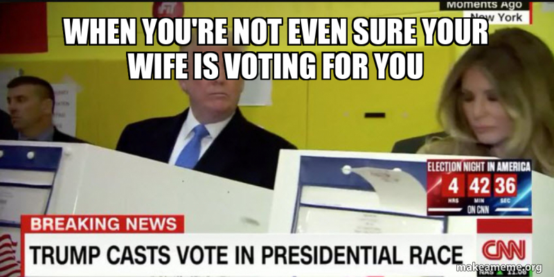 when you're not even sure your wife is voting for you Meme Generator