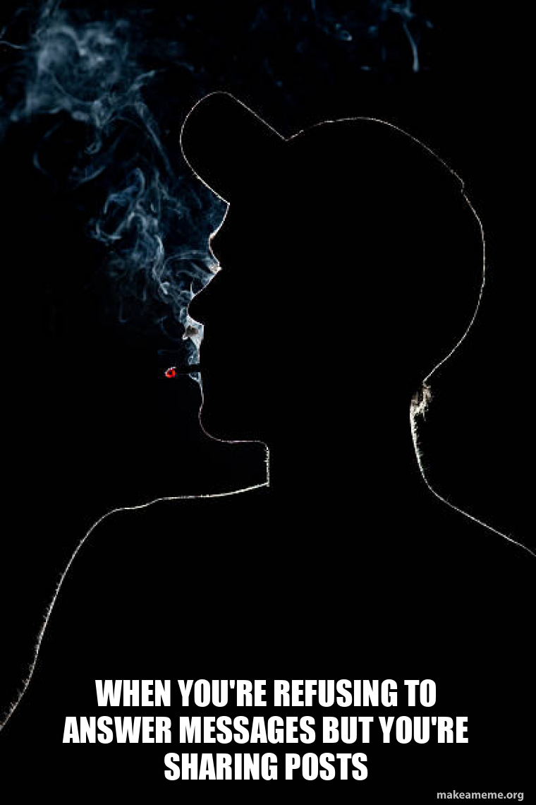 When you're refusing to answer messages but you're sharing posts Meme ...