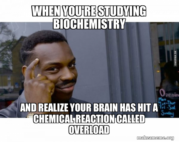 When you're studying biochemistry And realize your brain has hit a ...