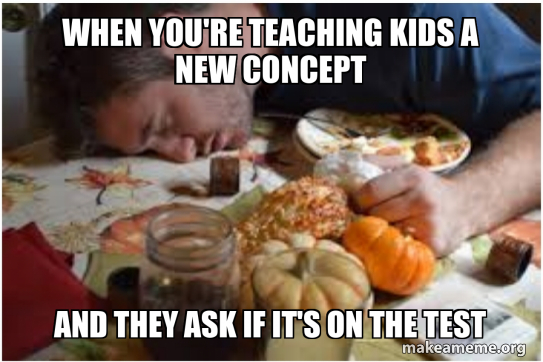 When you're teaching kids a new concept And they ask if it's on the ...