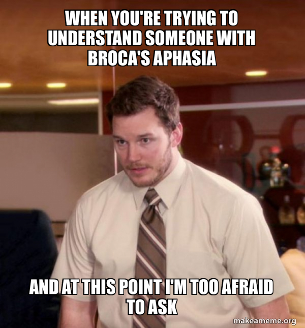 When you're trying to understand someone with Broca's Aphasia and at ...