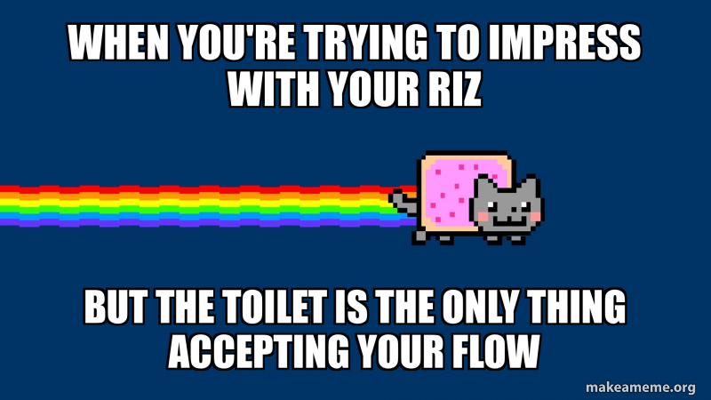 When you're trying to impress with your riz But the toilet is the only ...