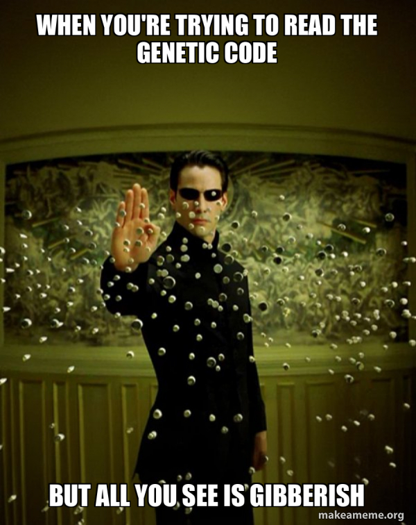 When you're trying to read the genetic code But all you see is ...