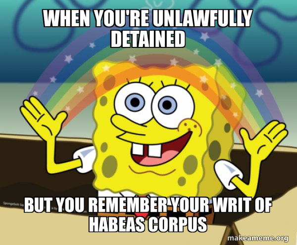 When you're unlawfully detained But you remember your writ of habeas ...