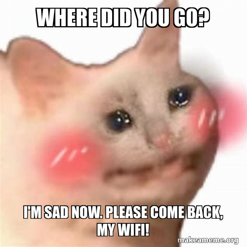 Where did yOU GO? I'm sad now. Please come back, my WiFi! - Where did ...