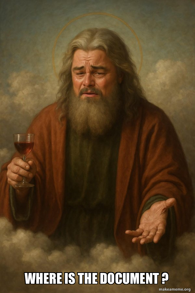 Where is the document ? - God’s Utter Disappointment Meme Generator