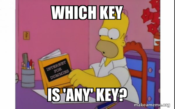 WHICH KEY IS 'ANY' KEY? - Computer Homer Meme Generator