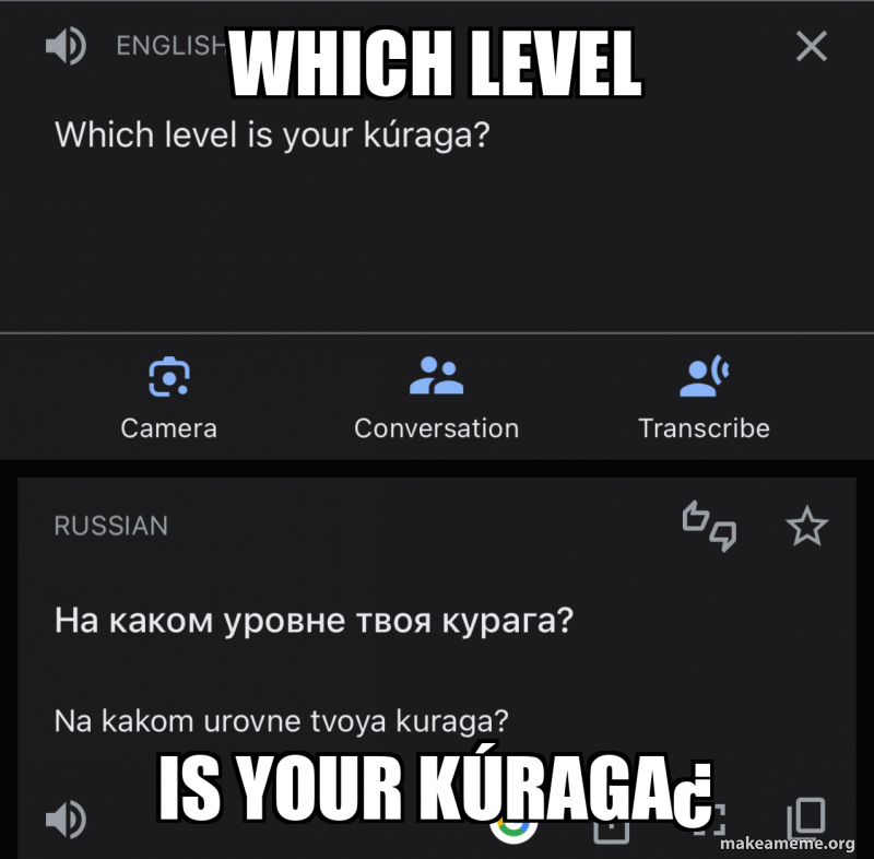 which level is your kúraga¿ Meme Generator