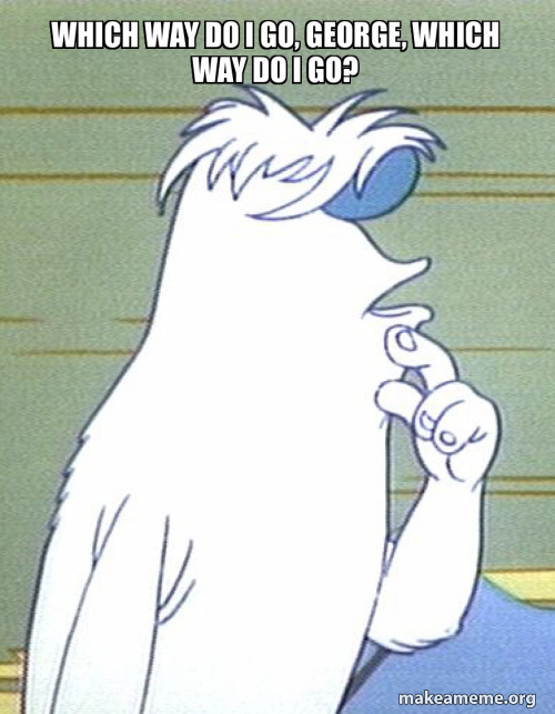 WHICH WAY DO I GO, GEORGE, WHICH WAY DO I GO? Meme Generator