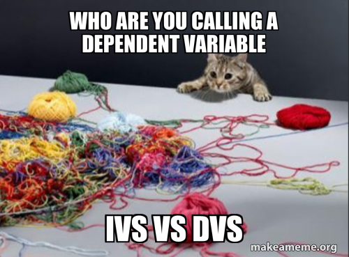 who are you calling a dependent variable IVs Vs DvS - IVs & DVs be like ...