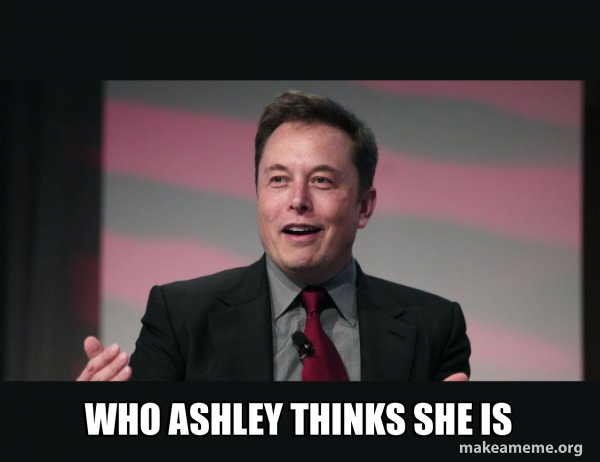 WHO ASHLEY THINKS SHE IS - Elon Musk Meme Generator