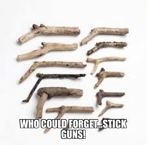 Who could forget...Stick guns! Meme Generator