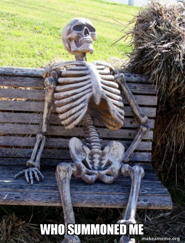 WHO SUMMONED ME - Waiting Skeleton Meme Generator
