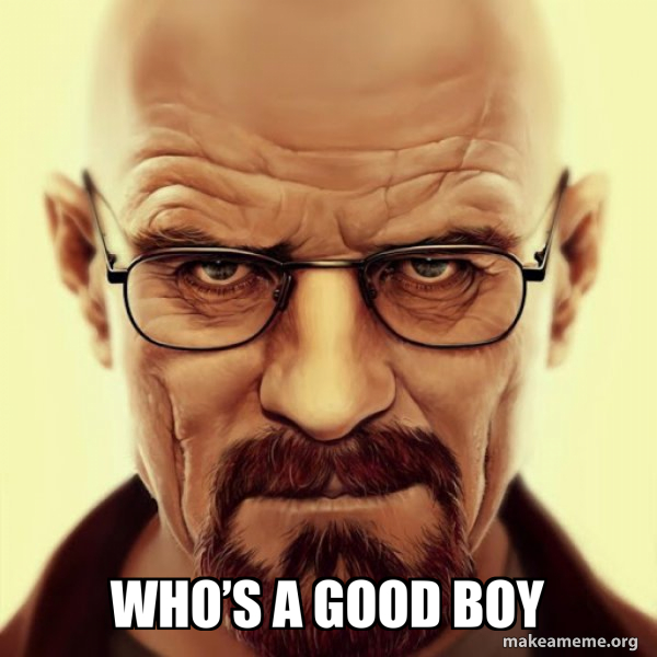 Who’s a good boy - Walter White Breaking Bad Meme Generator