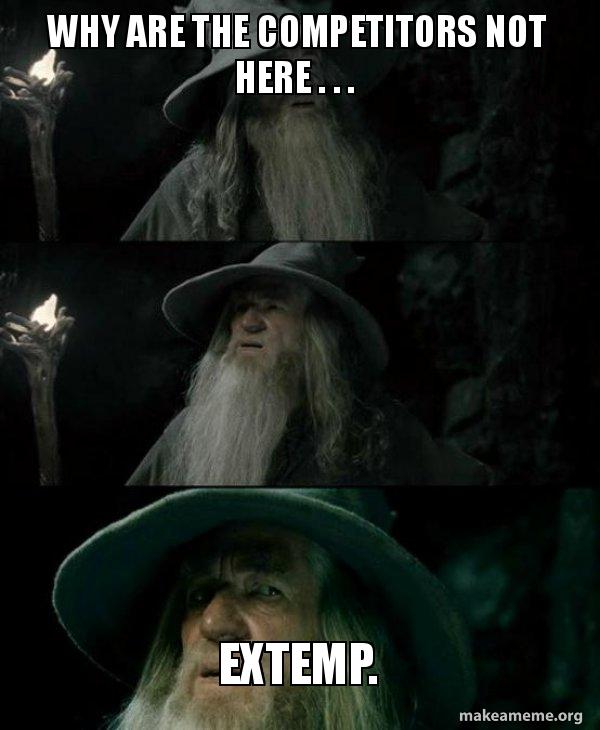 Why are the competitors not here . . . EXTEMP. - Confused Gandalf Meme ...