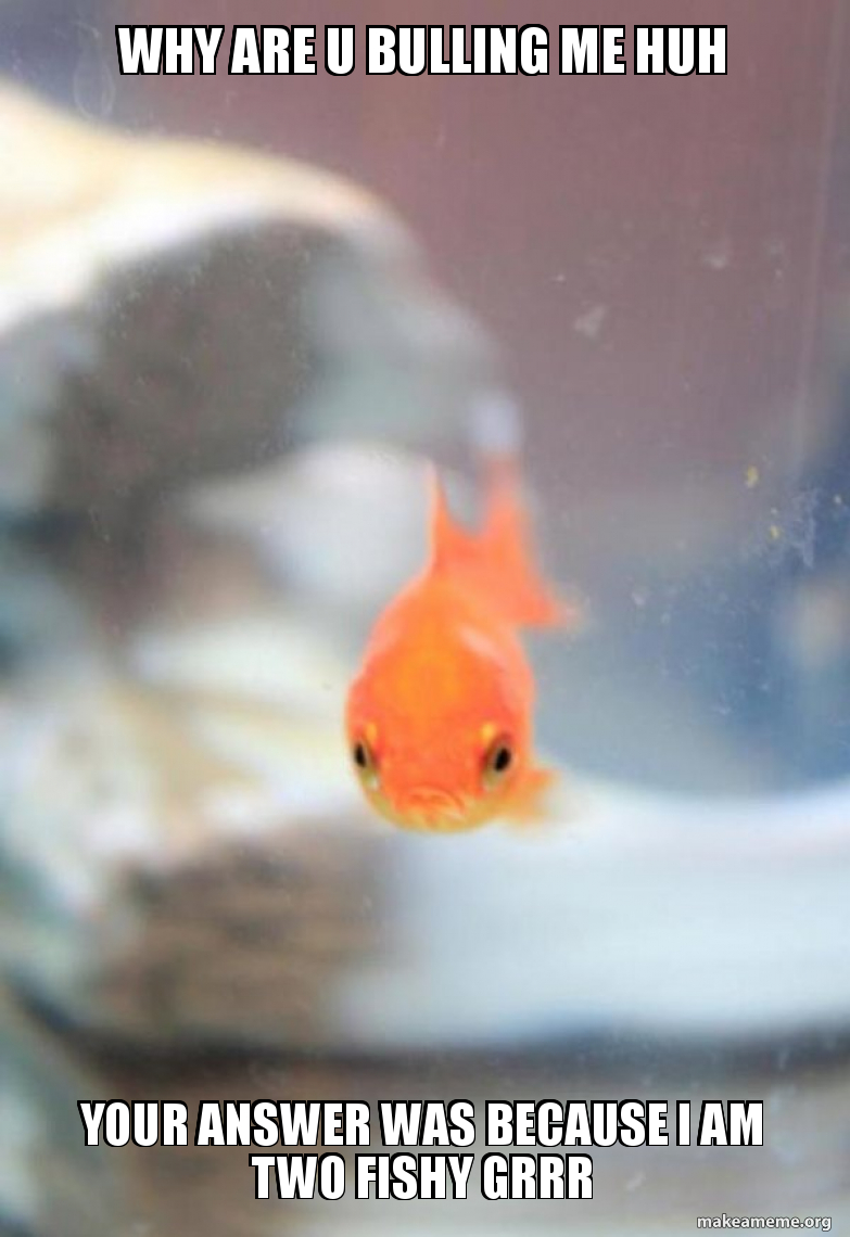 why are u bulling me huh your answer was because i am two fishy grrr ...