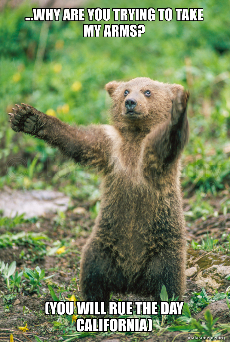 ...why are you trying to take my arms? (you will rue the day California ...