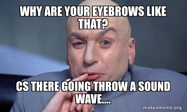 WHY ARE YOUR EYEBROWS LIKE THAT? CS THERE GOING THROW A SOUND WAVE ...