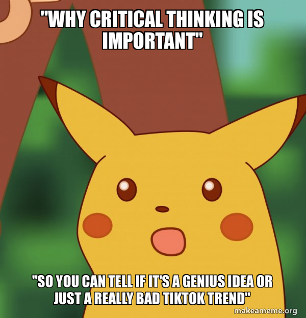 "Why Critical Thinking is Important" "So you can tell if it's a genius ...