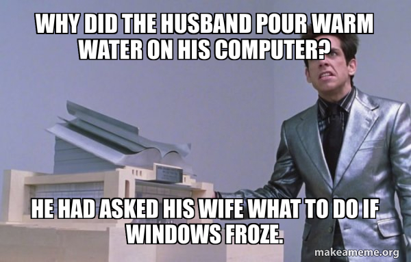 Why did the husband pour warm water on his computer? He had asked his ...