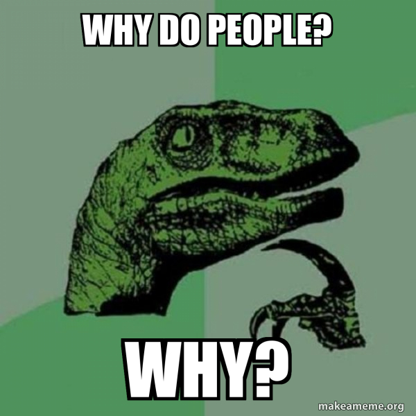 Why do people? Why? - Philosoraptor Meme Generator