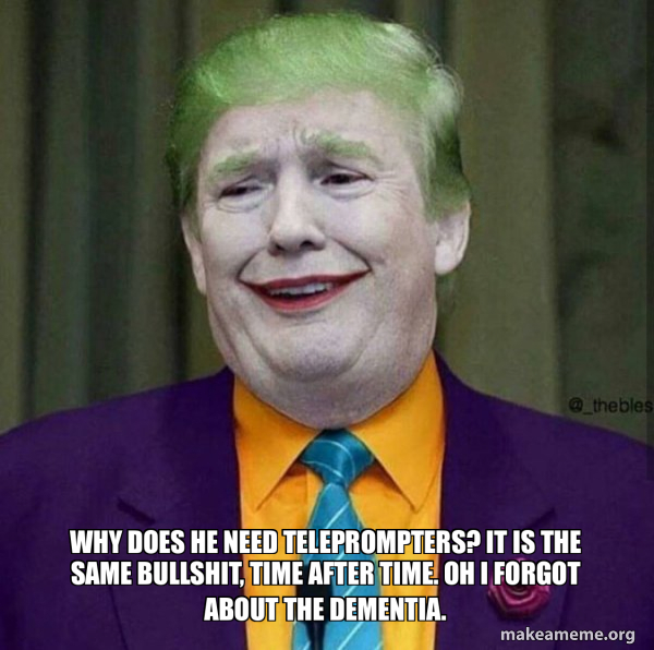 Why does he need teleprompters? It is the same bullshit, time after ...