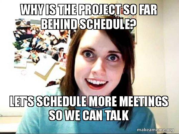 Why is the project so far behind schedule? Let's schedule more meetings ...