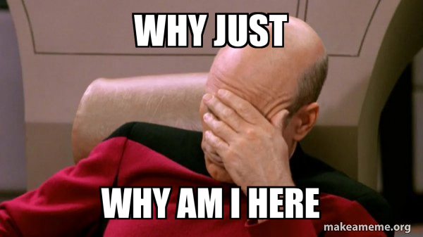why just why am I here - Picard Facepalm Meme Generator