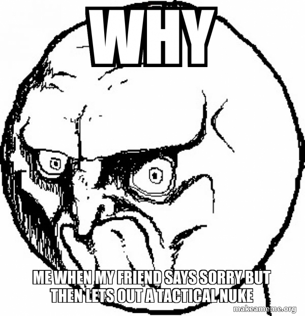 why me when my friend says sorry but then lets out a tactical nuke - No ...