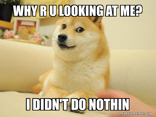 Why r u looking at me? I didn't do nothin - Doge Meme Generator