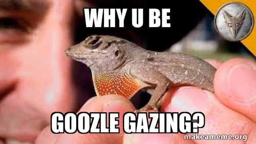 Why u be Goozle gazing? Meme Generator