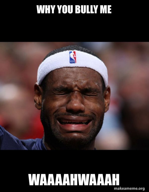 why you bully me waaaahwaaah - Lebron Crying Meme Generator