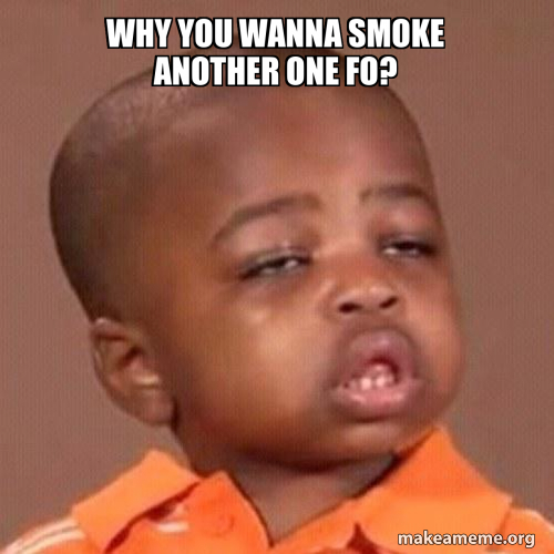 Why you wanna smoke another one fo? Meme Generator