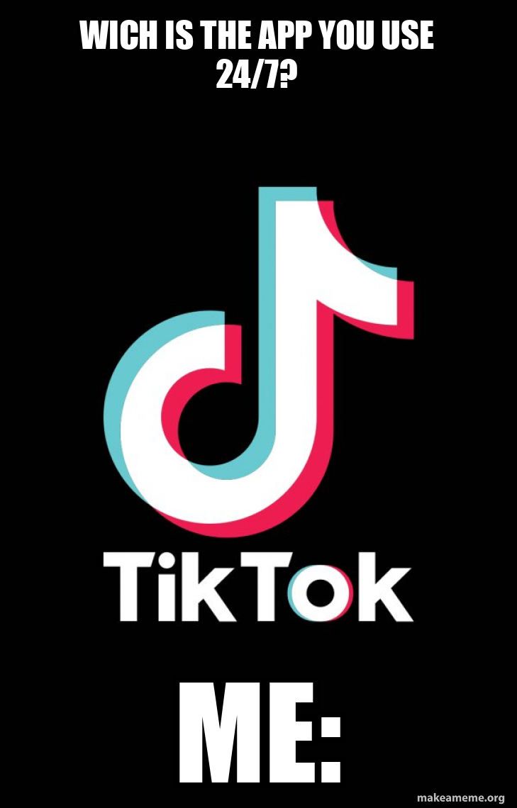 Wich is the app you use 24/7? Me: - TikTok Meme Generator