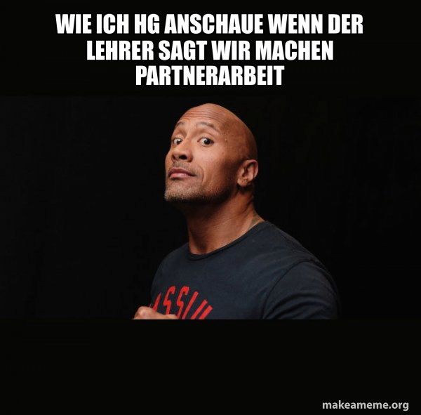 Wie ich hg anschaue wenn der Lehrer sagt wir machen Partnerarbeit ...