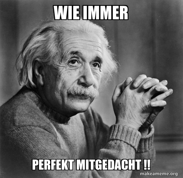 Wie immer perfekt mitgedacht !! - Serious Albert Einstein Meme Generator